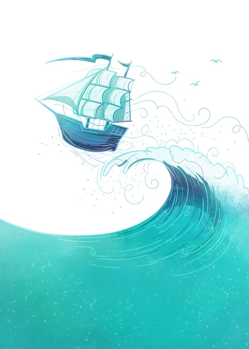 'Wave Away' Poster, picture, metal print, paint by zizar | Displate