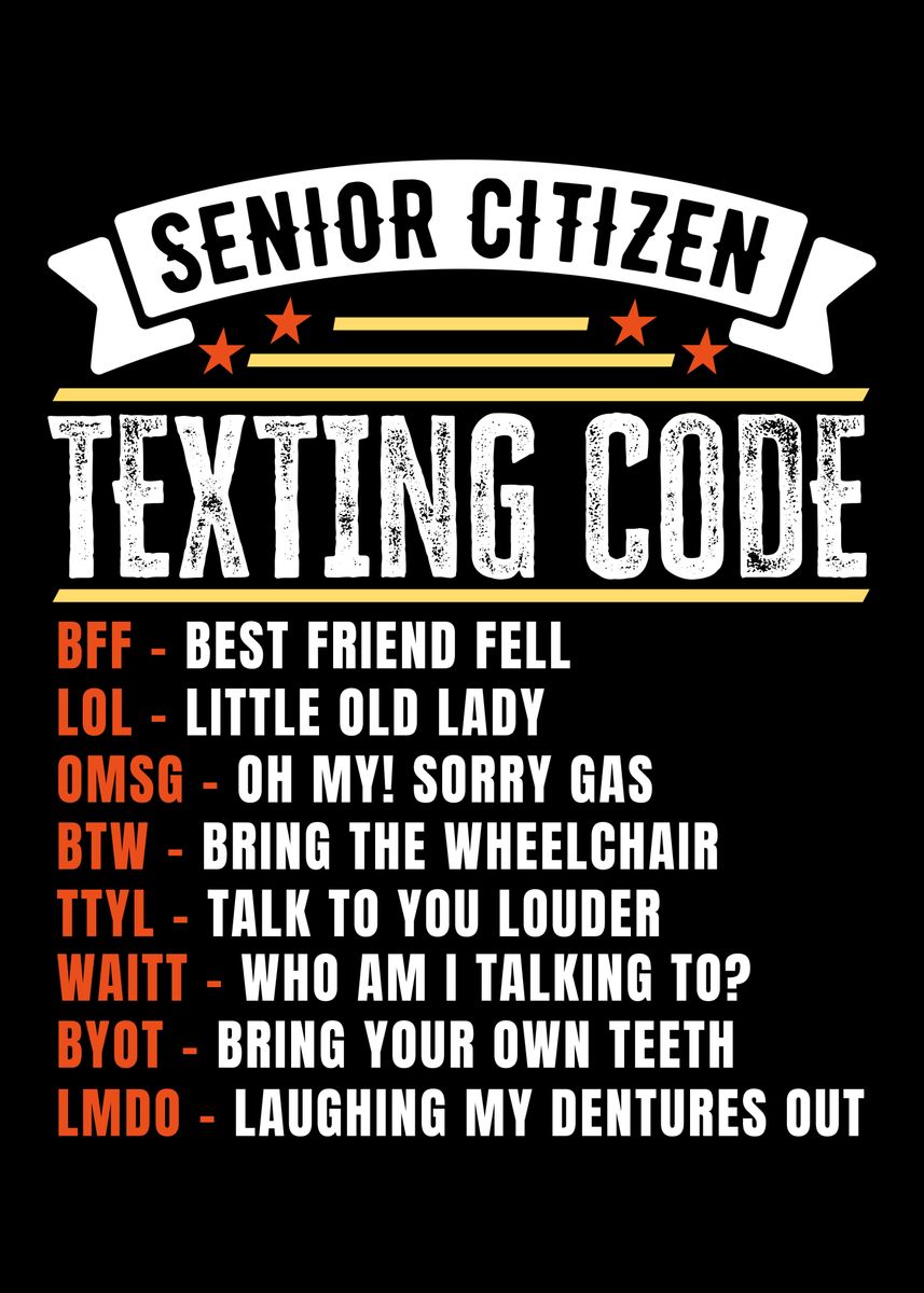 'Senior Citizens Texting' Poster, picture, metal print, paint by Phil ...