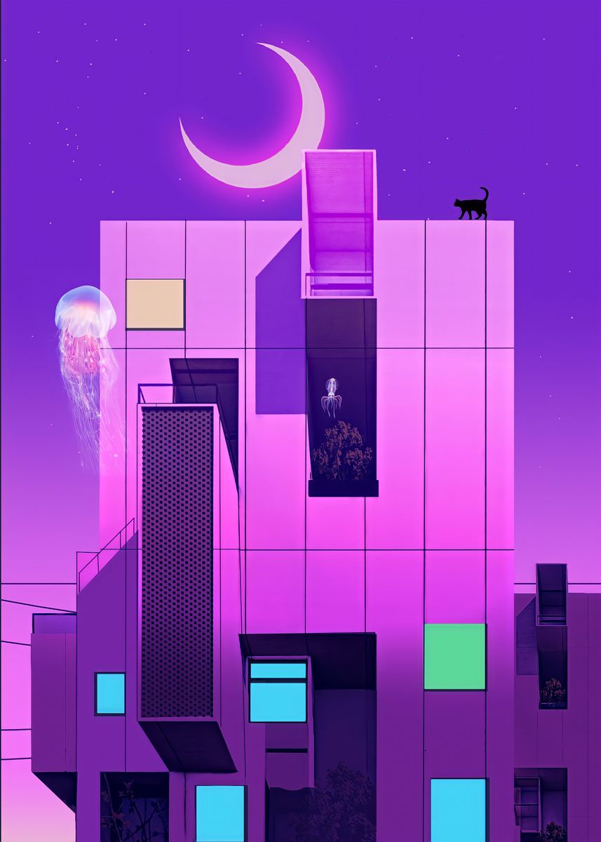 'Night dream' Poster, picture, metal print, paint by sinnois | Displate