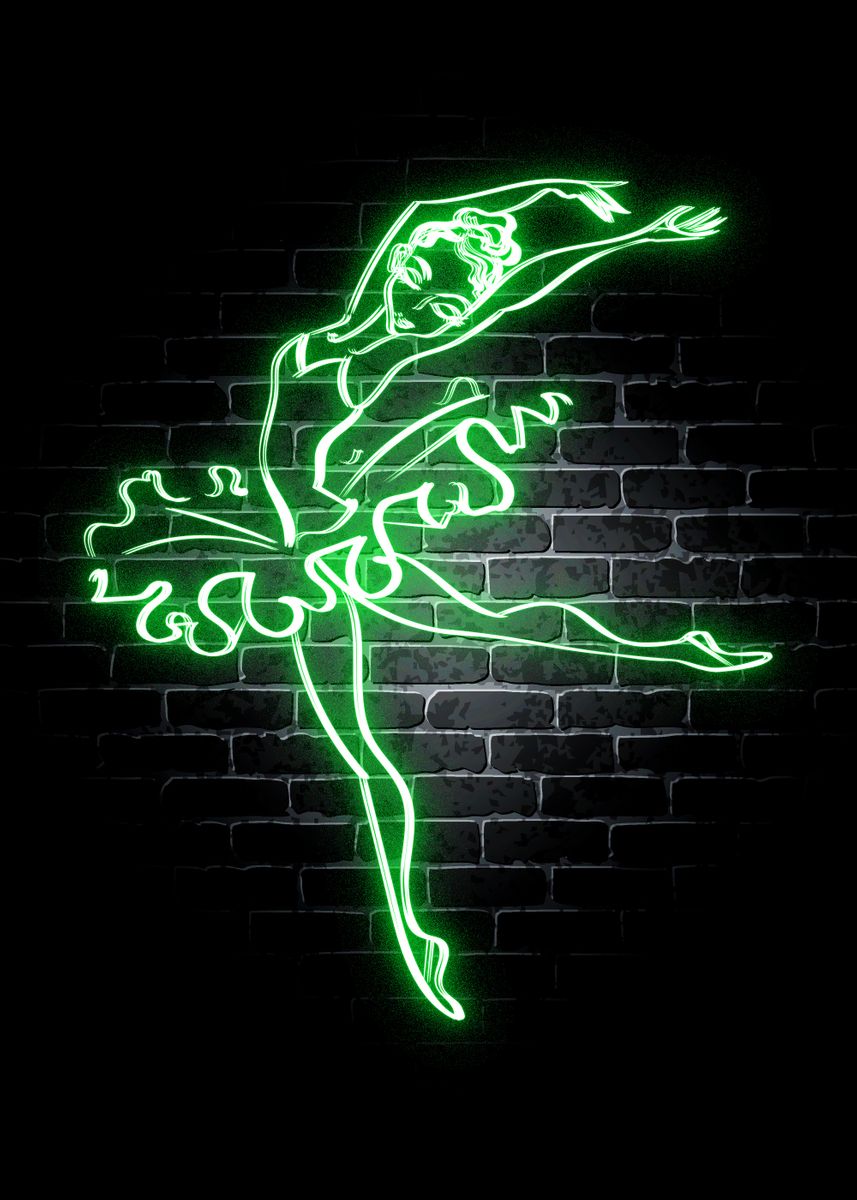 'Ballet Neon' Poster, picture, metal print, paint by Ana Calvert | Displate