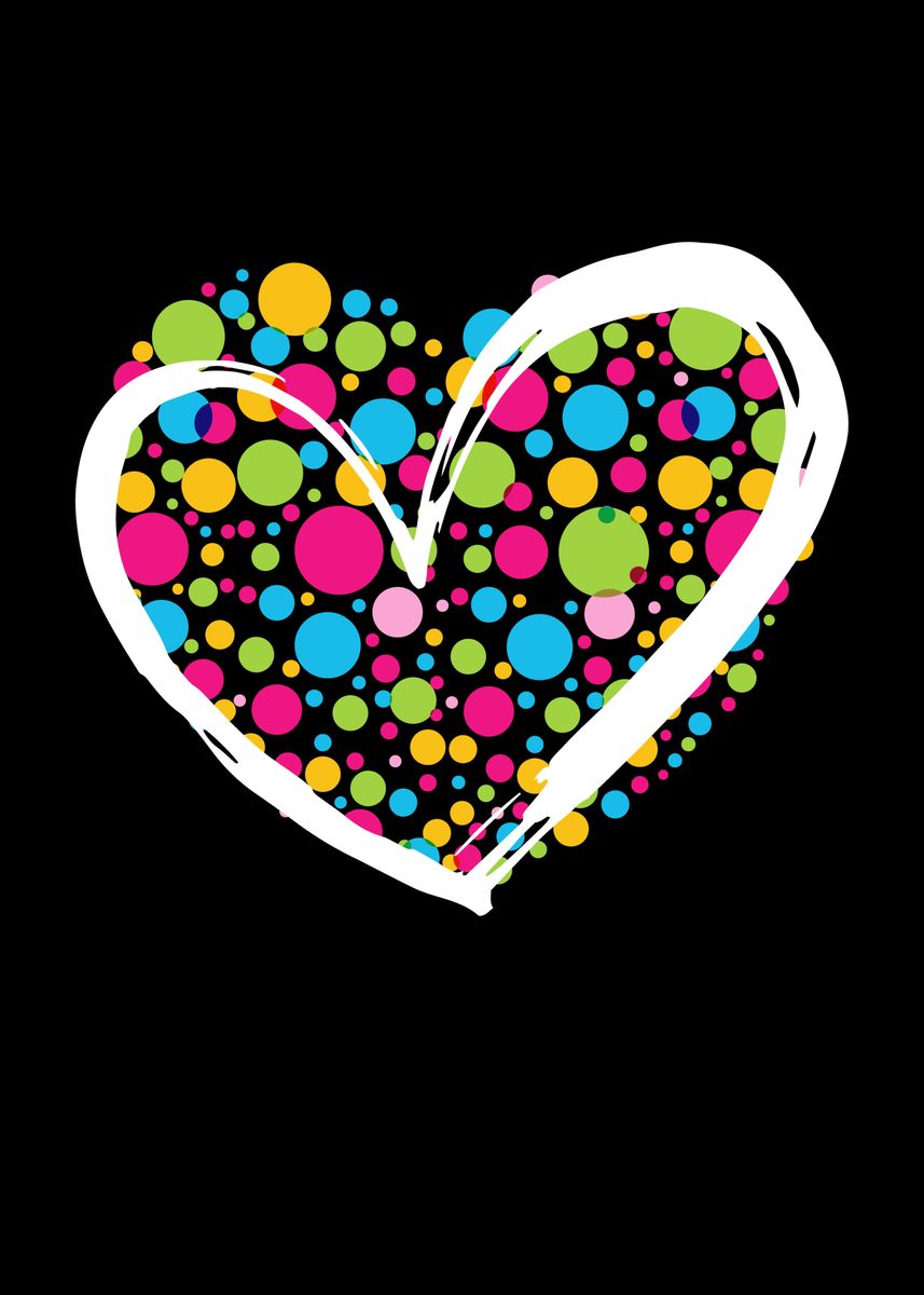 'Dot Day Heart' Poster, picture, metal print, paint by Mooon | Displate