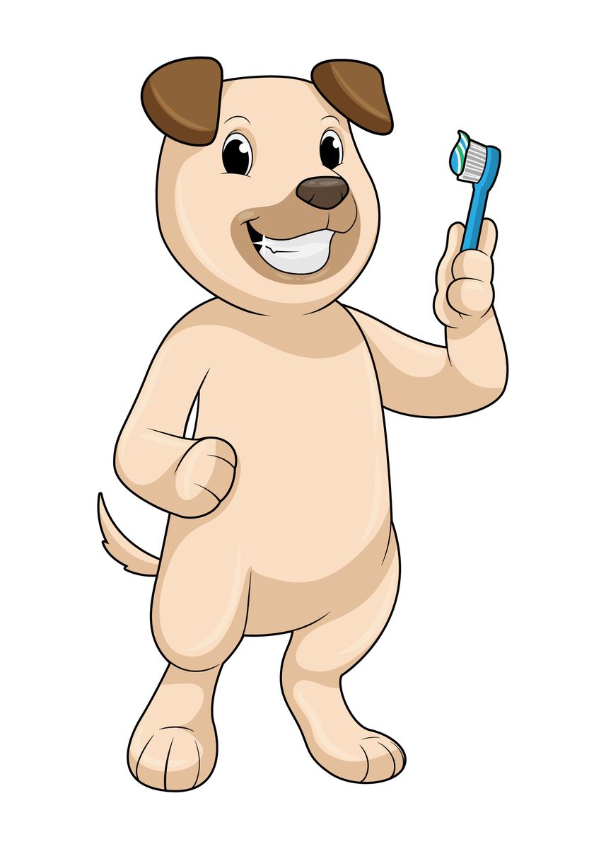 'Dog Toothbrush' Poster, picture, metal print, paint by Markus Schnabel ...