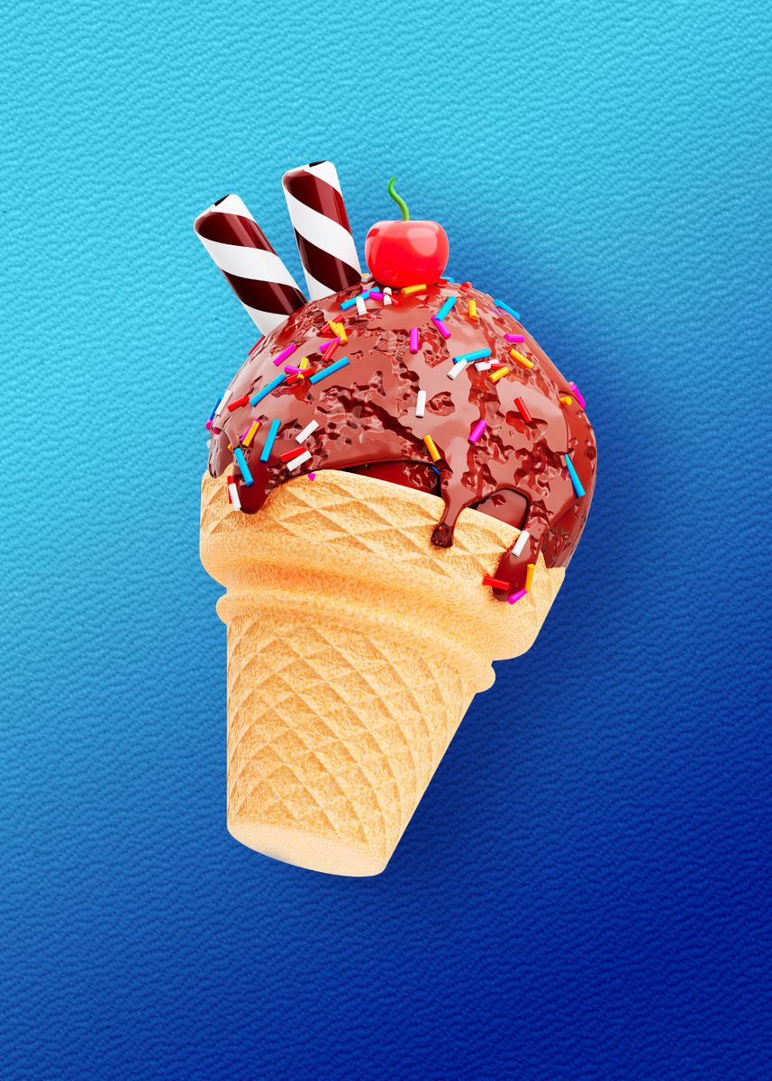 'Ice cream plastic 3D' Poster, picture, metal print, paint by Moon ...