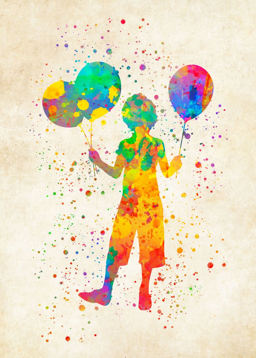 'Clown watercolor' Poster, picture, metal print, paint by Ollie Reid ...