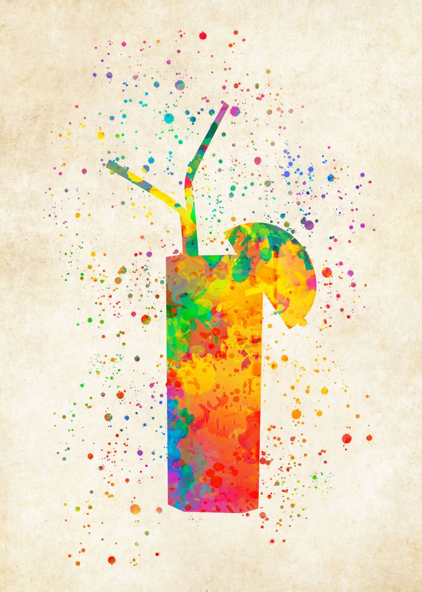 'Cocktail watercolor' Poster, picture, metal print, paint by Ollie Reid ...