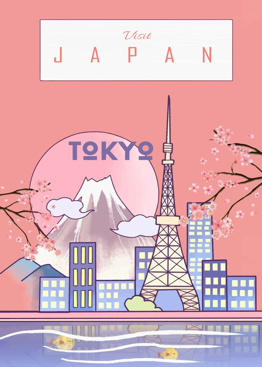 'Visit Japan' Poster, picture, metal print, paint by Nature Posters ...