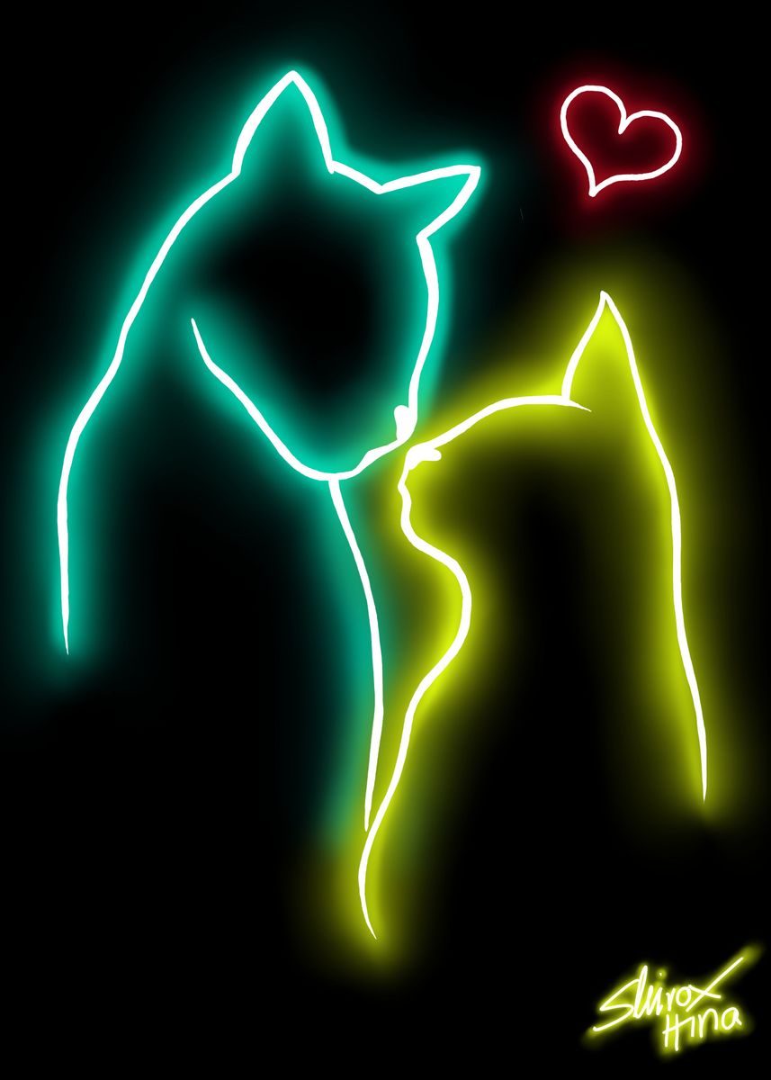 'Neon Cat Love' Poster by ShiroxHina | Displate