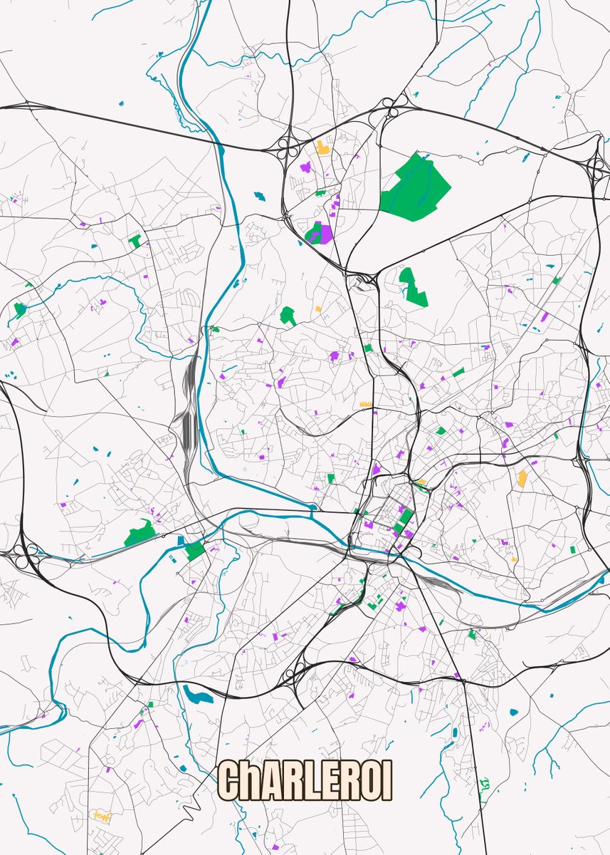 'Charleroi Belgium' Poster, picture, metal print, paint by Sam Kal | Displate