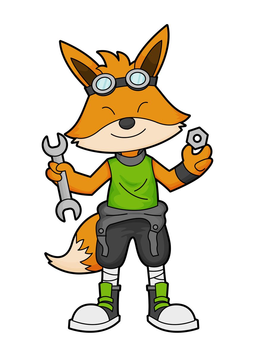 'Fox Mechanic Wrench Nut' Poster, picture, metal print, paint by Markus ...
