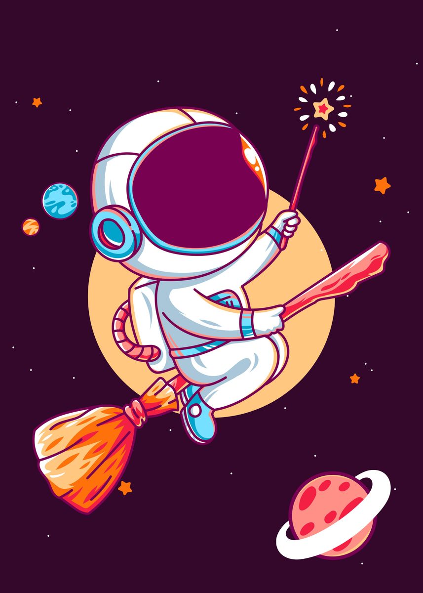 'Astronaut Wizard ' Poster, picture, metal print, paint by Madooza ...