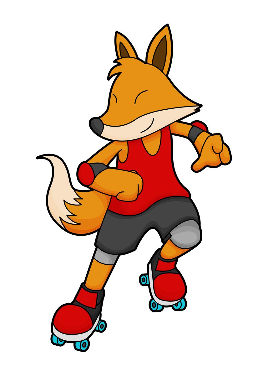 'Fox Skater Roller skates' Poster, picture, metal print, paint by ...