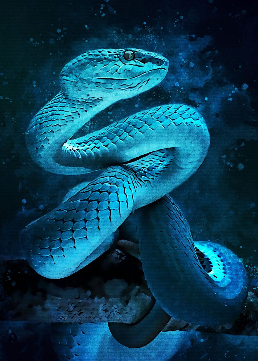 'Blue Snake Splash' Poster, picture, metal print, paint by Muh Asdar ...