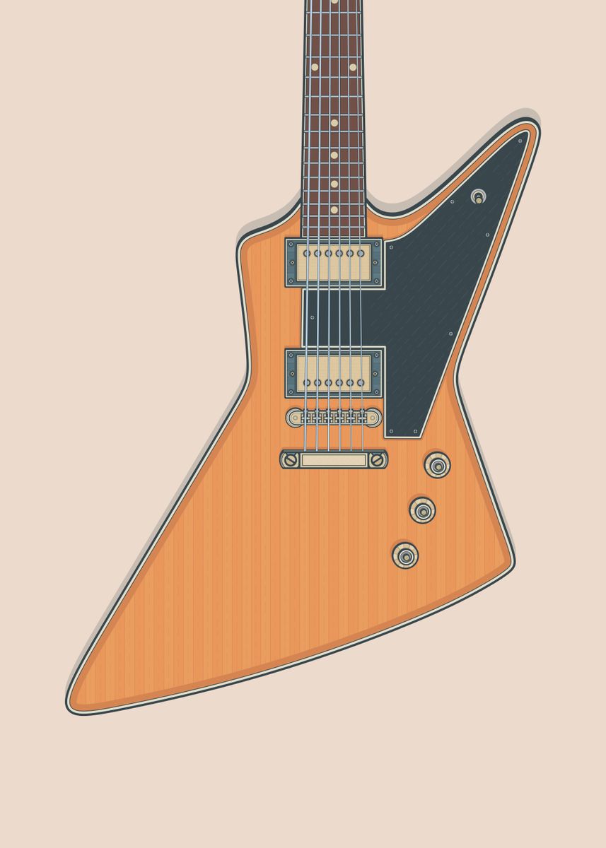 'Vintage Explorer Guitar' Poster, picture, metal print, paint by Milhad ...