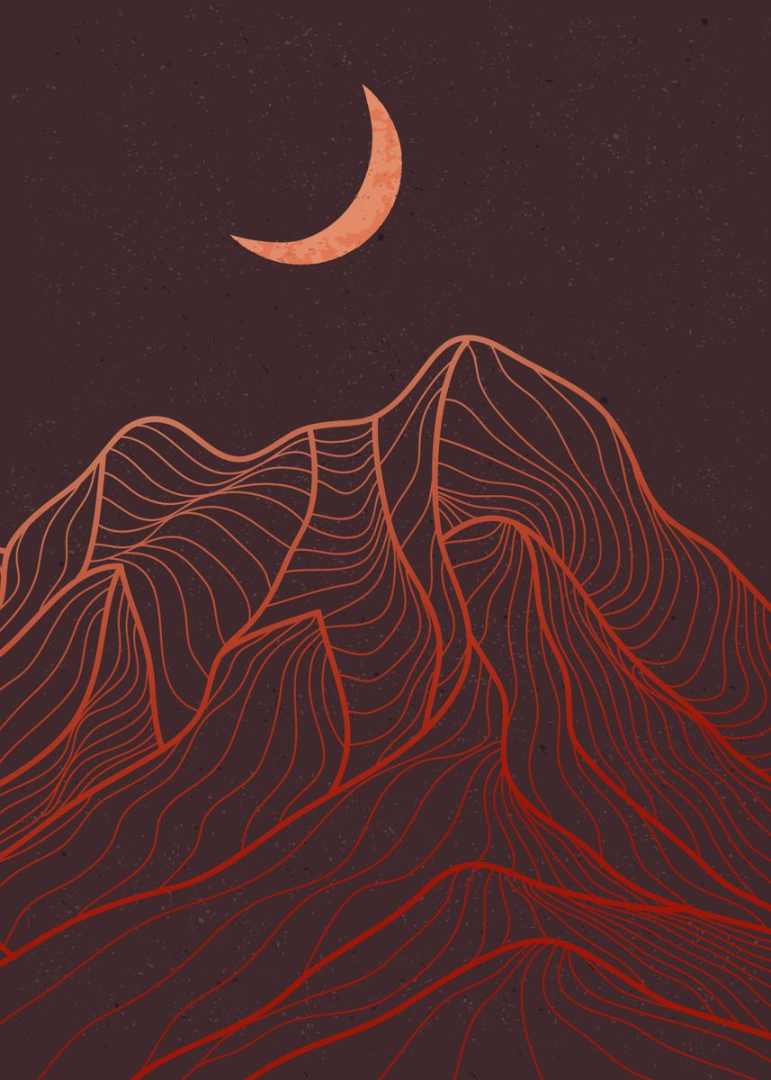 'Mountain line art pattern' Poster, picture, metal print, paint by budi ...