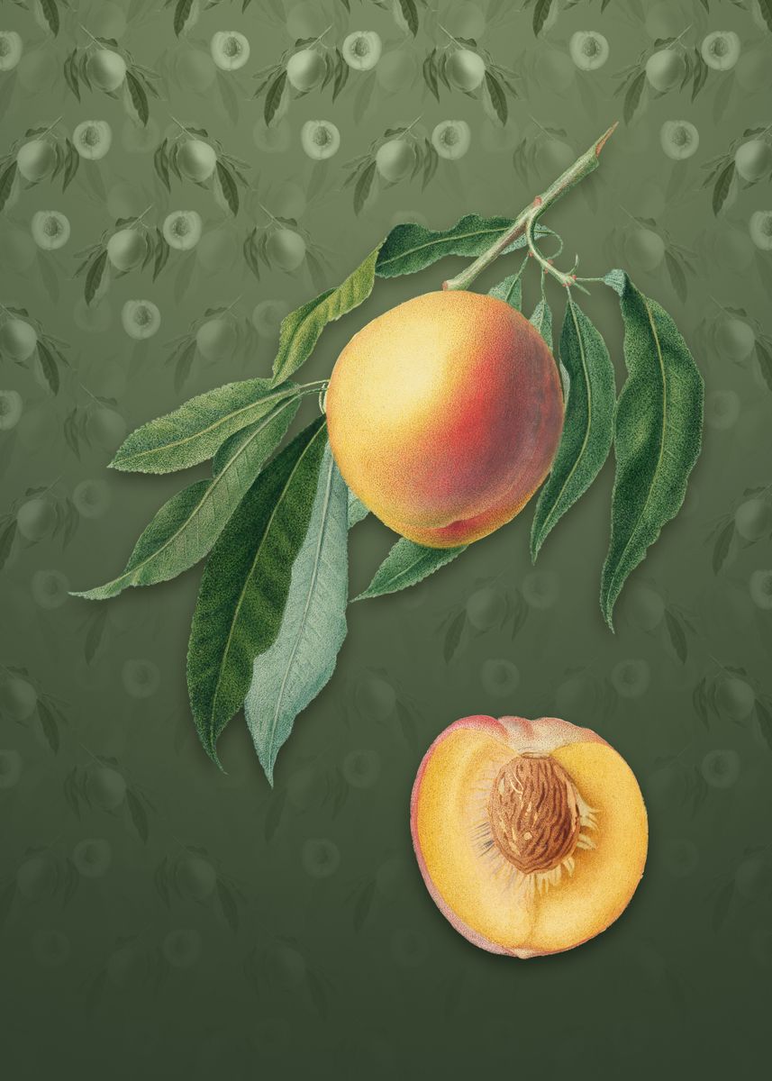 'Peach on Lunar Green' Poster, picture, metal print, paint by Holy Rock ...