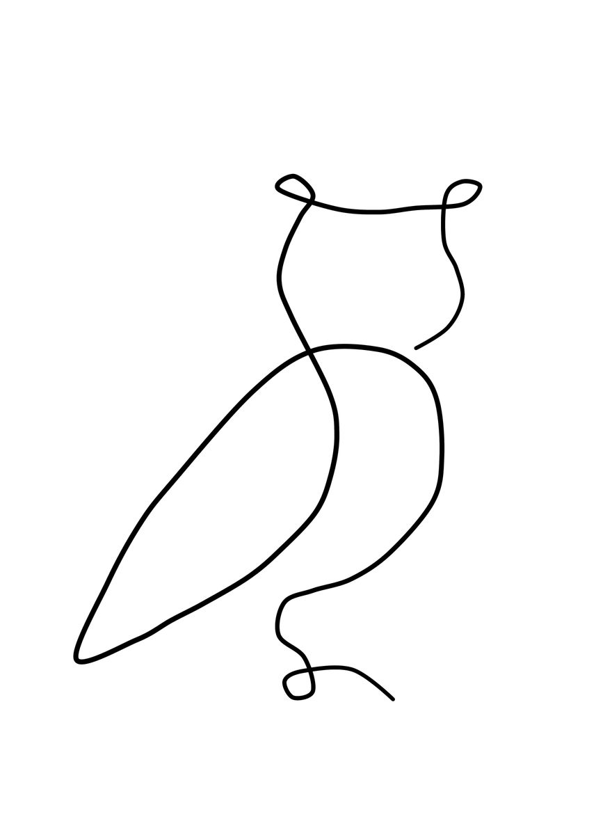 'One line Owl' Poster, picture, metal print, paint by Meta David | Displate