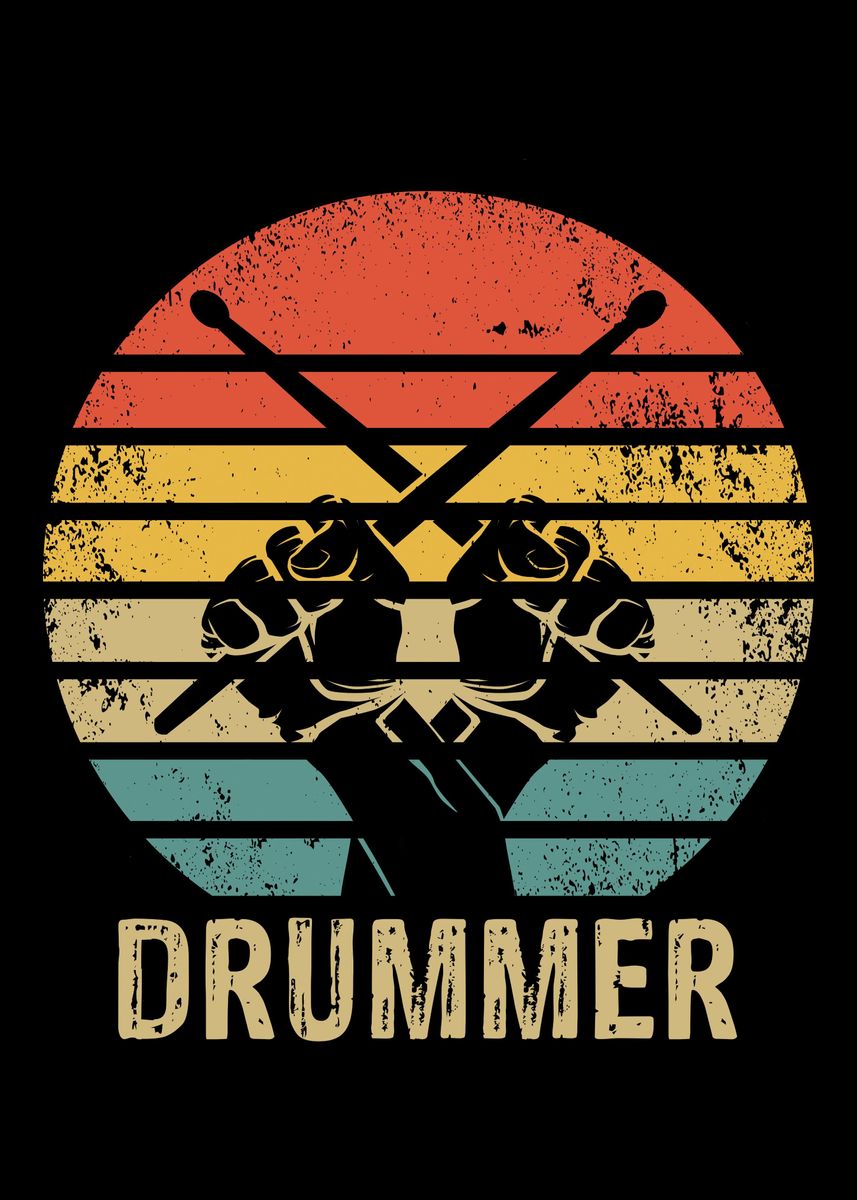 'Retro Drumming VIntage' Poster, picture, metal print, paint by ...