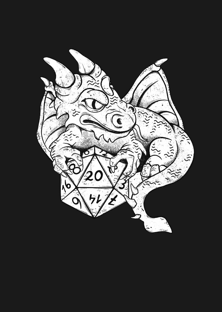 'RPG Dragon Dice Gaming' Poster, picture, metal print, paint by Foxxy ...