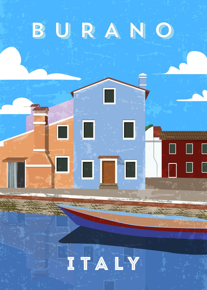 'Burano Italy' Poster by Moon Calendar Studio | Displate