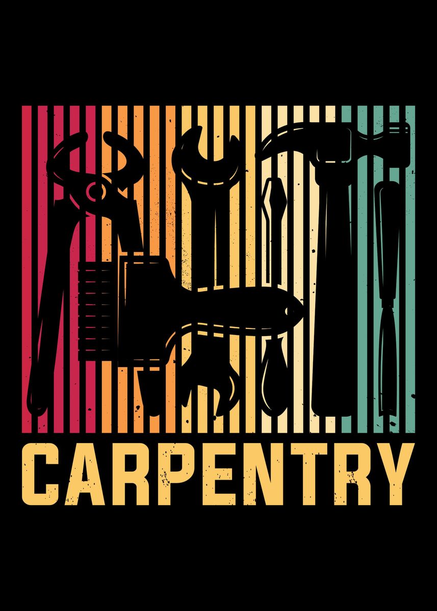 'Retro Carpenter Woodworker' Poster, picture, metal print, paint by ...
