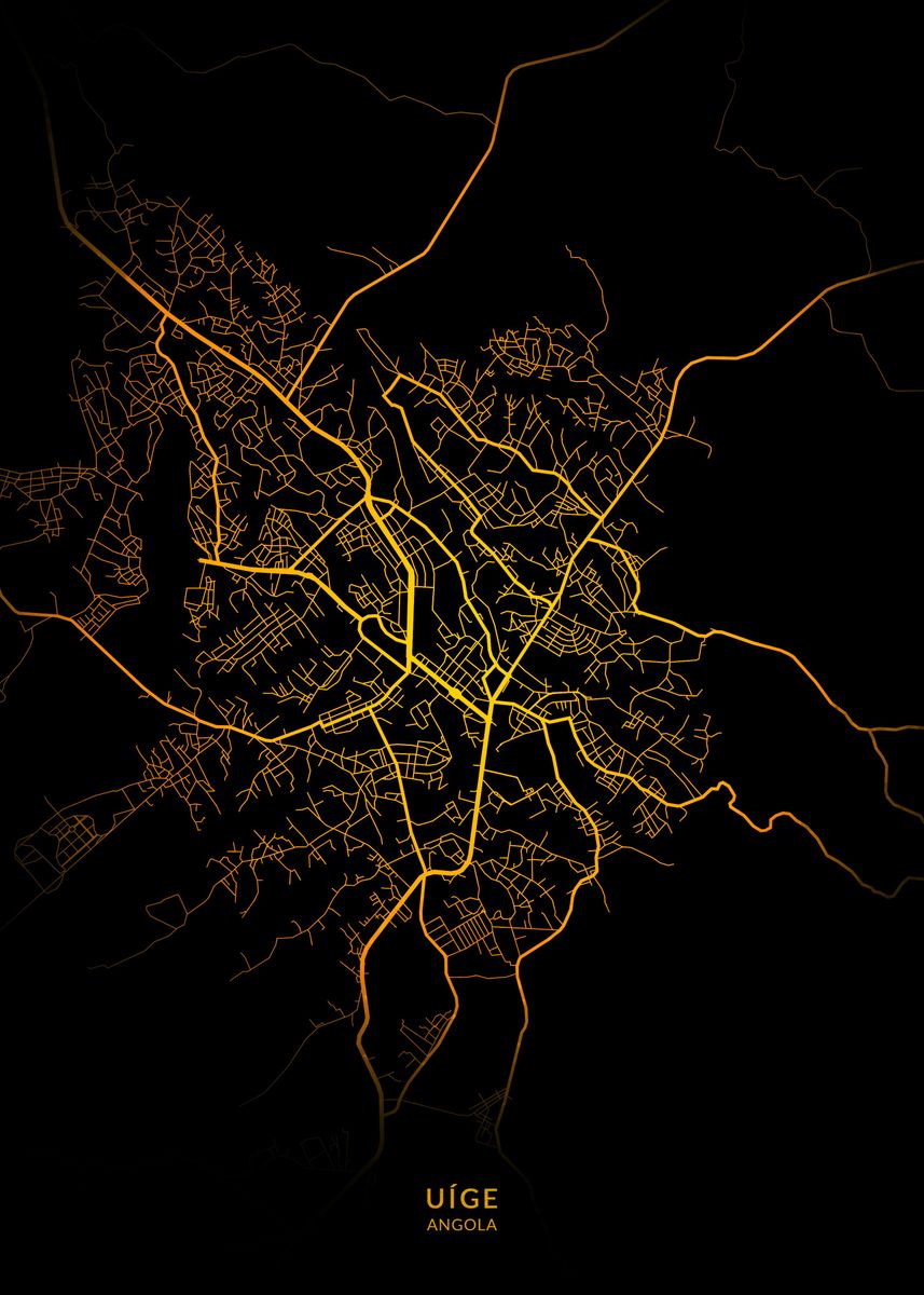 'Uige City Map Gold' Poster, picture, metal print, paint by Trulaf Design | Displate