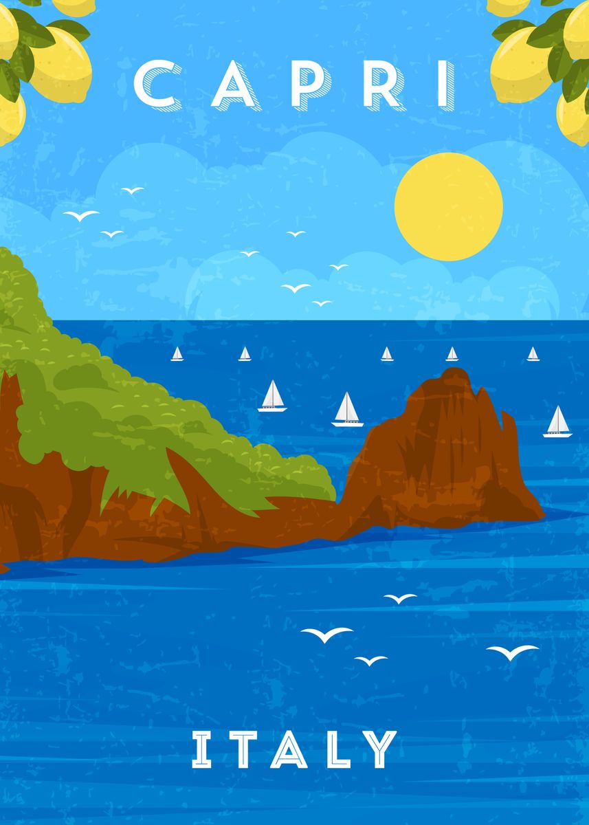 'Capri Italy' Poster, picture, metal print, paint by Moon Calendar ...