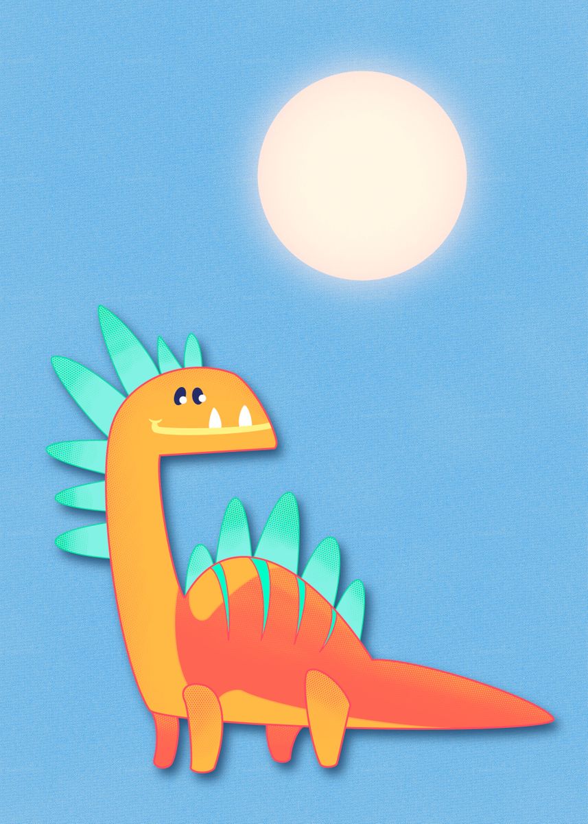 'Happy Dinosaur ' Poster, picture, metal print, paint by Aiden Tells ...