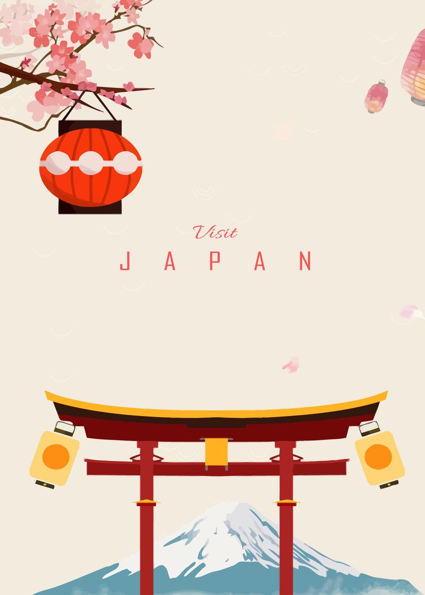 'Visit Japan' Poster, picture, metal print, paint by Nature Posters ...