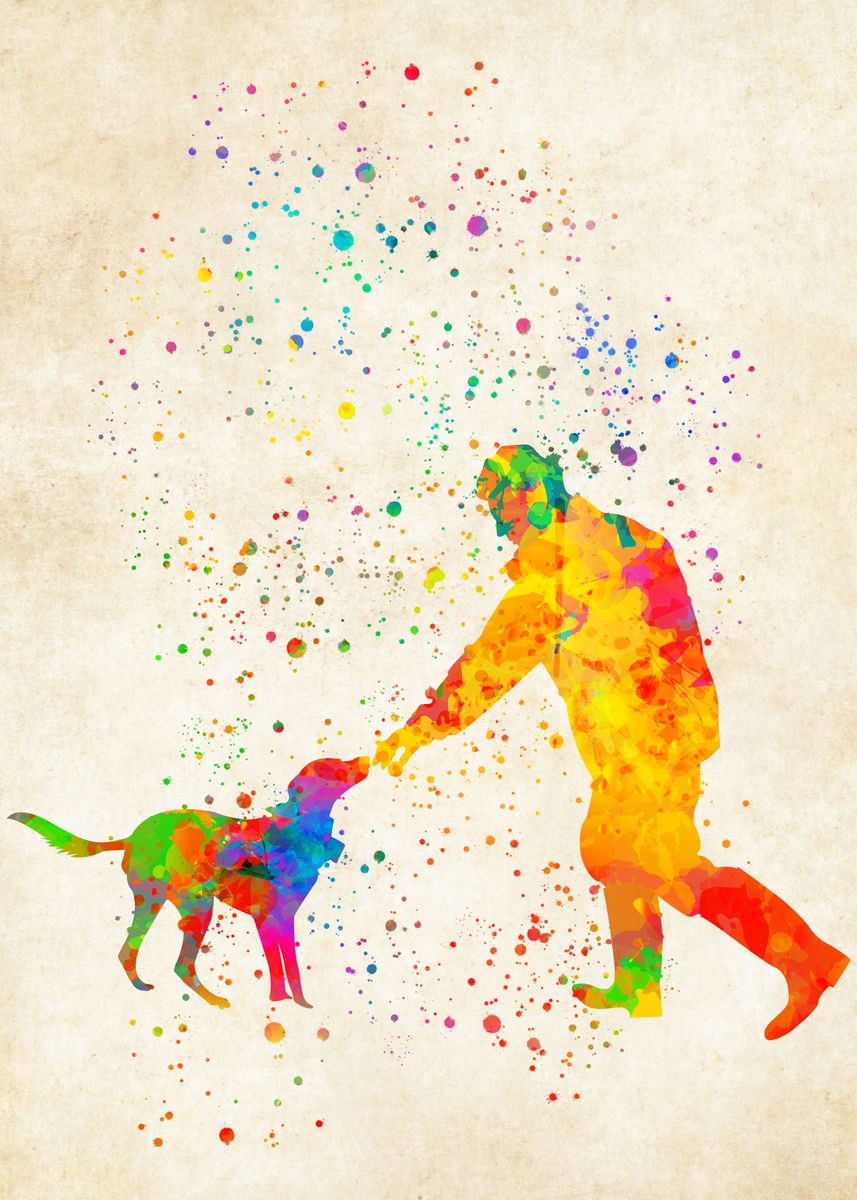 'Dogtranning watercolor' Poster, picture, metal print, paint by Ollie ...