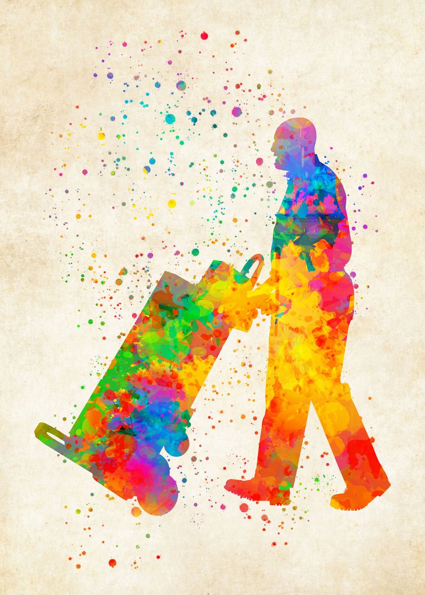 'Courierdelivering painting' Poster, picture, metal print, paint by ...