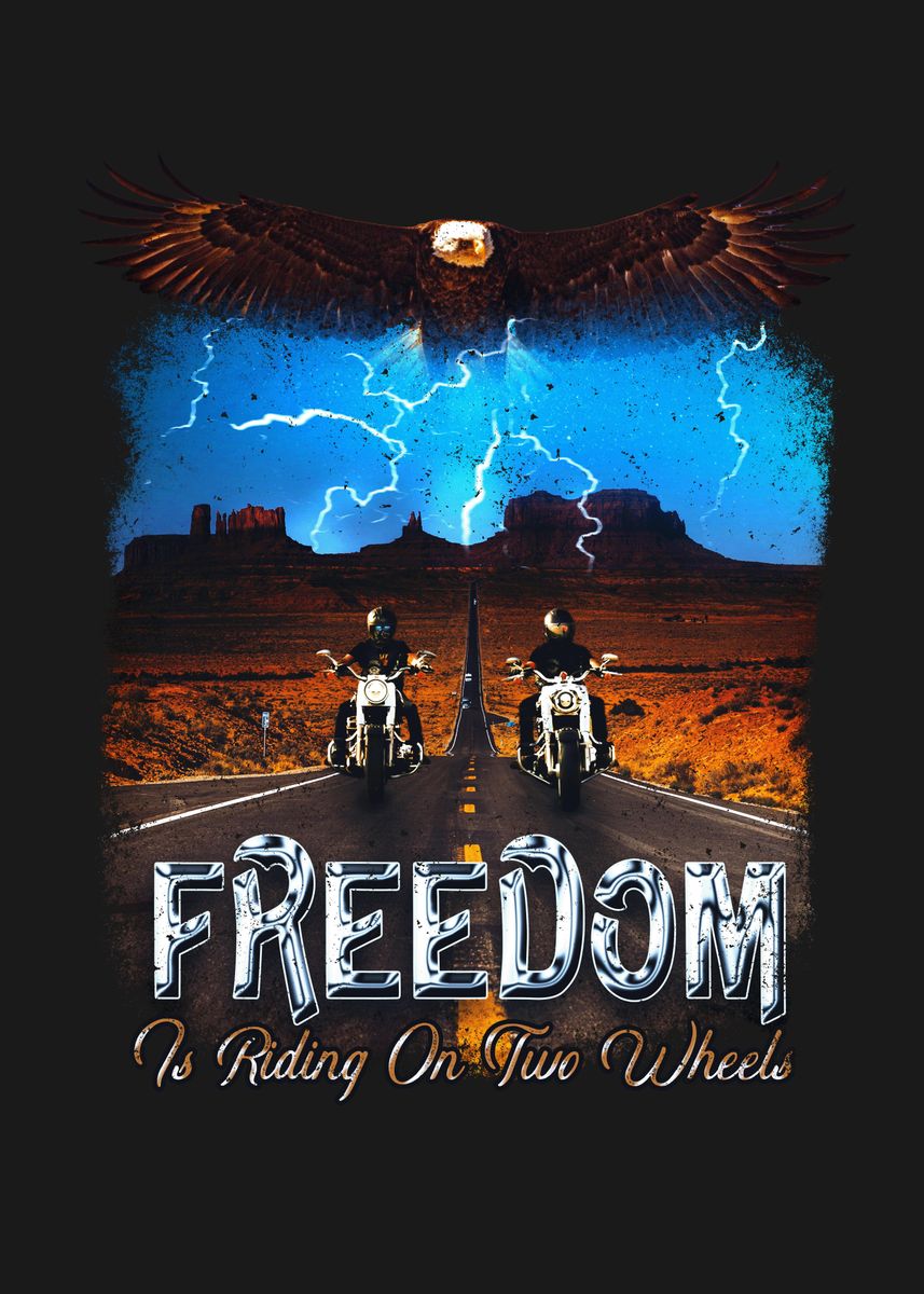 'Motorcycle Freedom Vintage' Poster by Foxxy Merch | Displate