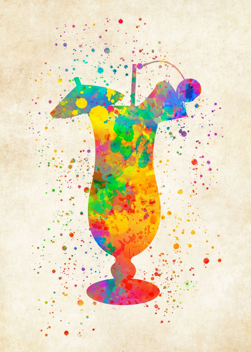 'Cocktail watercolor' Poster, picture, metal print, paint by Ollie Reid ...