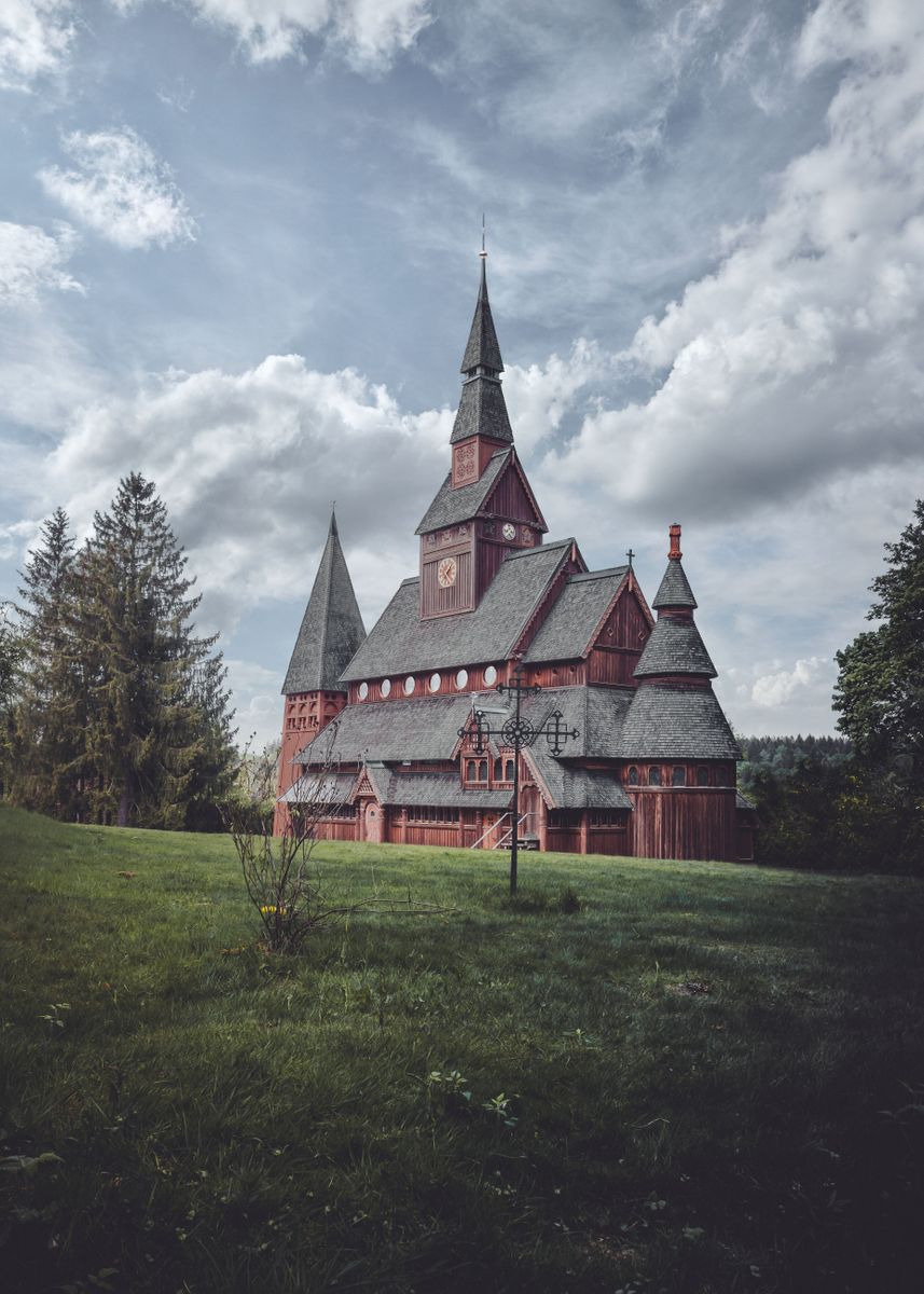 'stave church' Poster, picture, metal print, paint by little45 | Displate