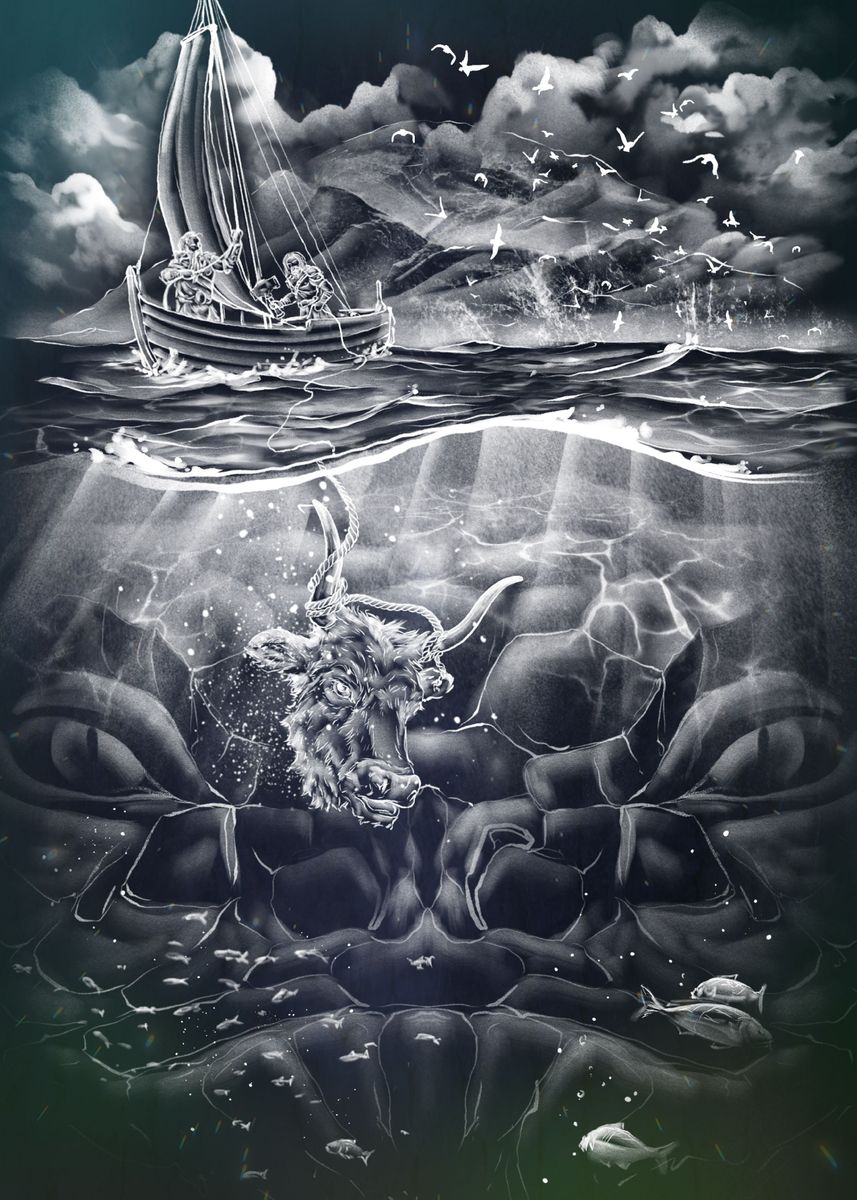 'Thors Fishing Trip' Poster, picture, metal print, paint by Einarrs ...