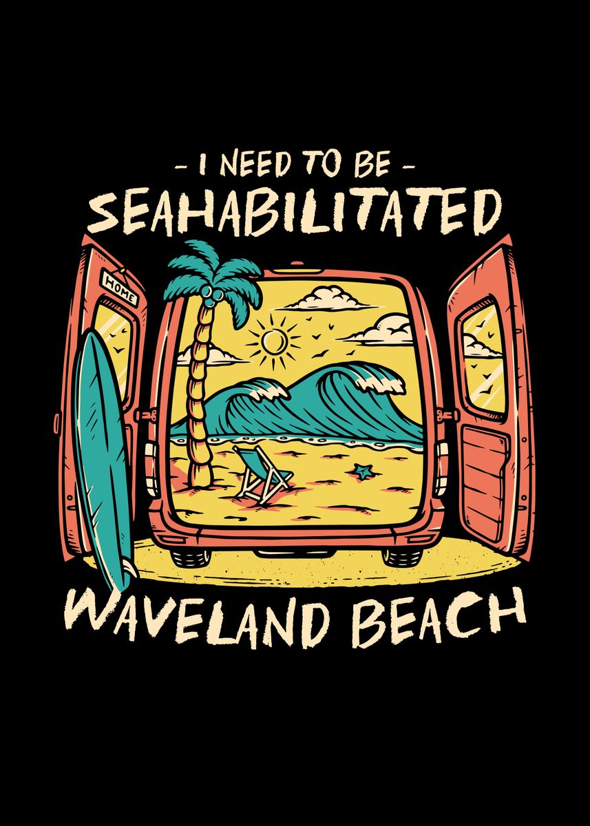 'Waveland Beach Summer Fun' Poster, picture, metal print, paint by ...