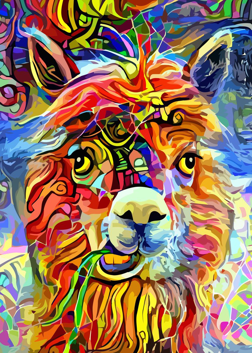 'Abstract Alpaca Portrait' Poster by Prawny | Displate