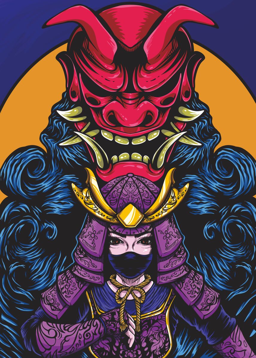 'samurai' Poster, picture, metal print, paint by Robet Erick | Displate