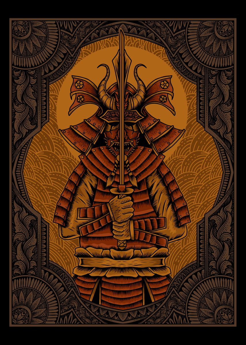 'samurai' Poster, picture, metal print, paint by Robet Erick | Displate