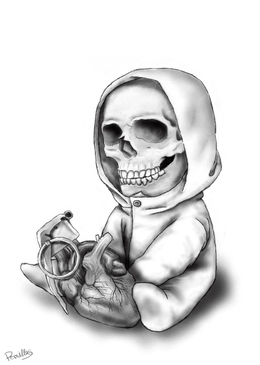'Baby Skull' Poster, picture, metal print, paint by Pernilla Söderström ...