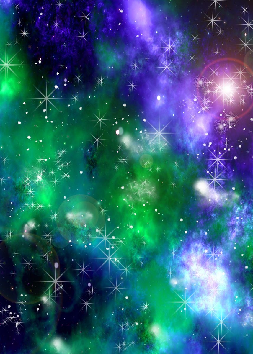 'Colored Galaxy' Poster, picture, metal print, paint by Tom Cage | Displate