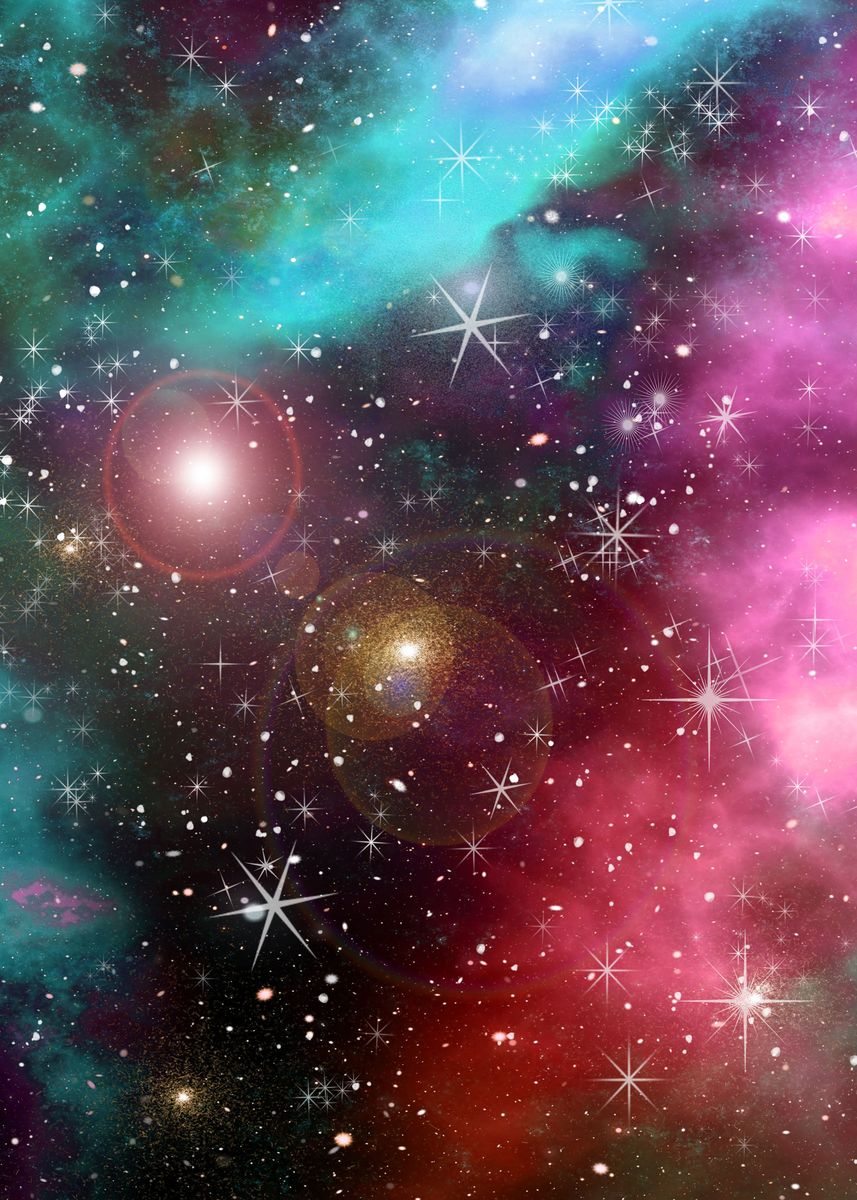 'Space Stars' Poster, picture, metal print, paint by Tom Cage | Displate