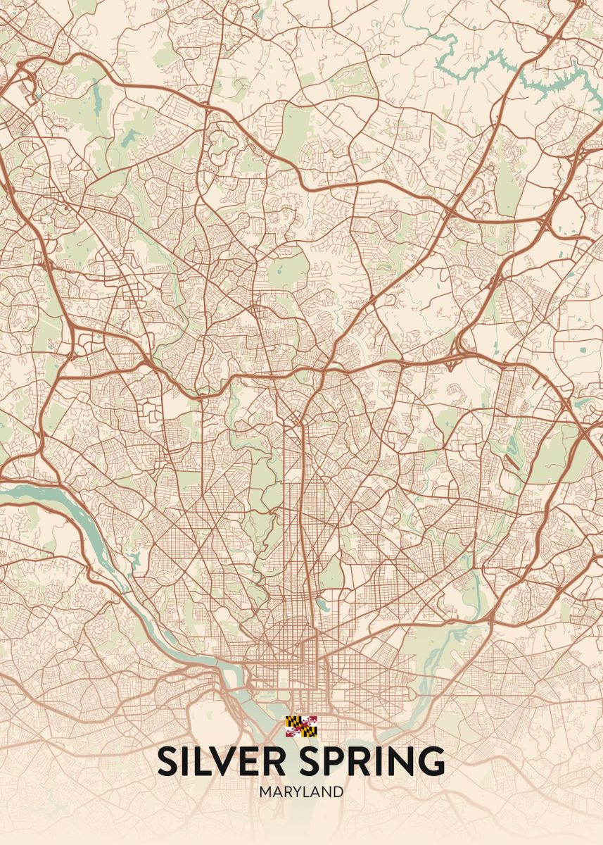 'Silver Spring MD' Poster, picture, metal print, paint by IMR Designs ...