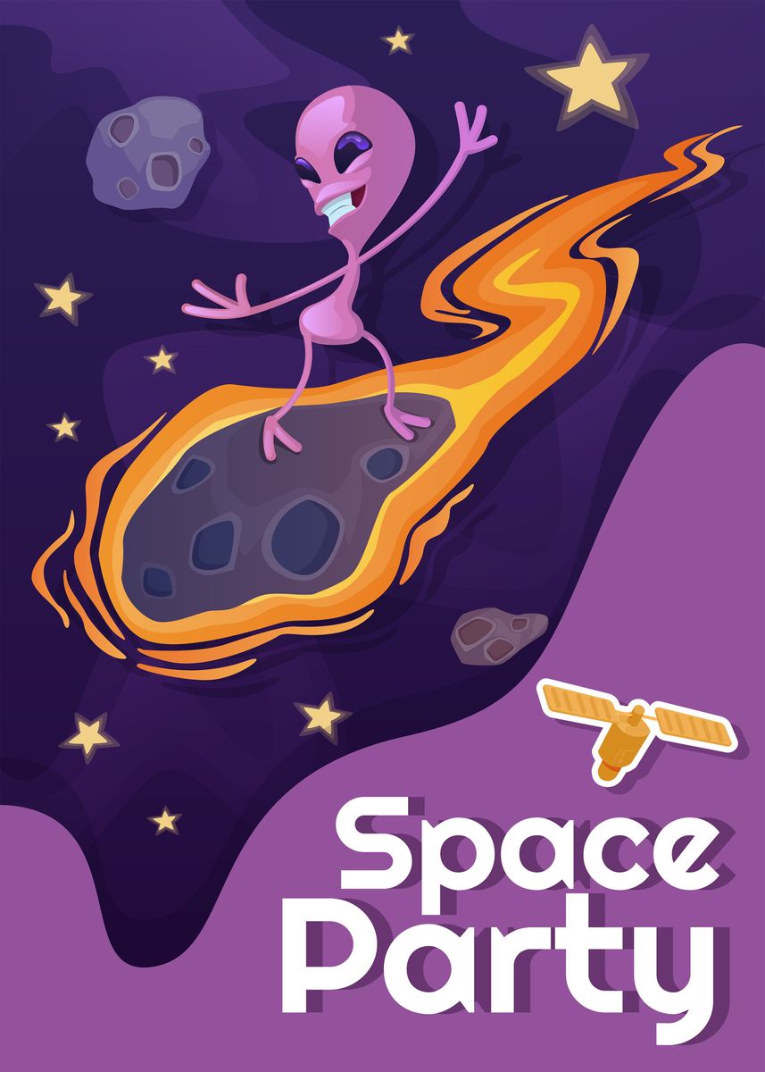 'Space Party Alien' Poster, picture, metal print, paint by Tom Cage ...