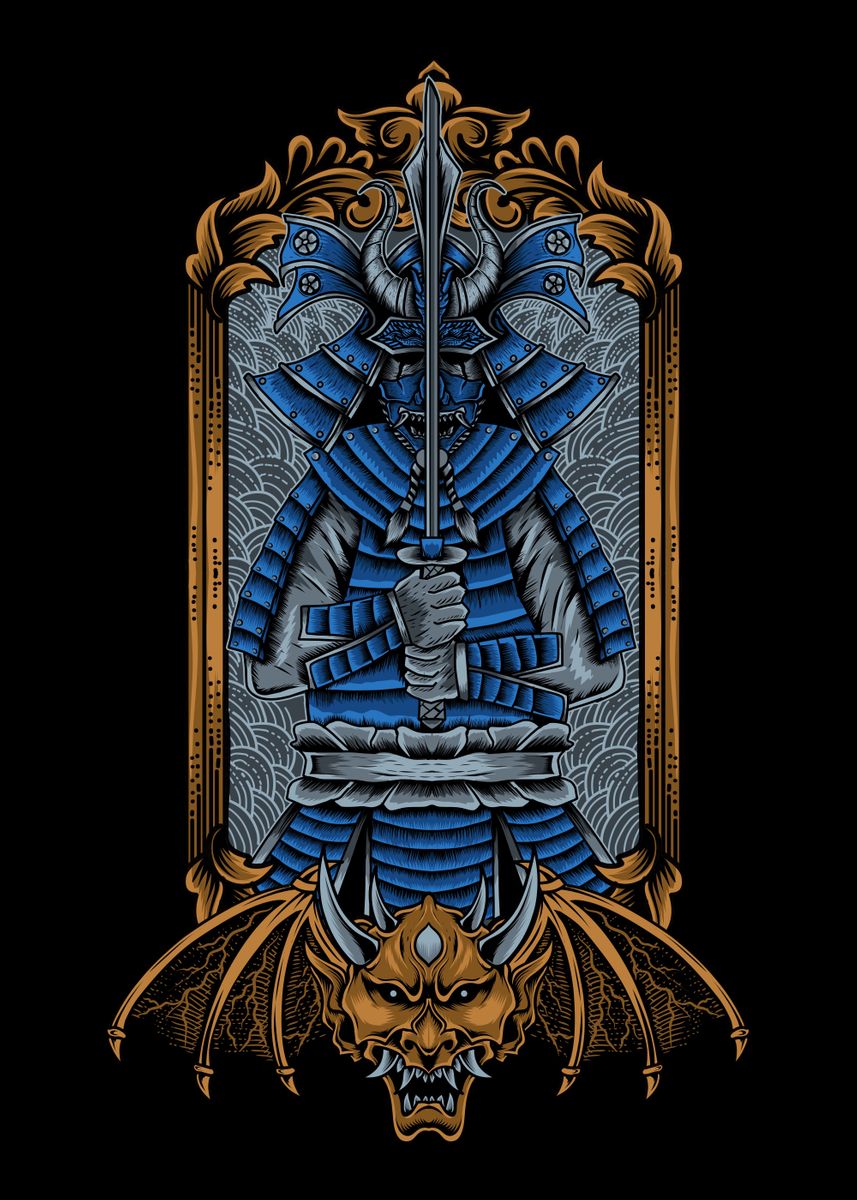 'samurai' Poster, picture, metal print, paint by Robet Erick | Displate