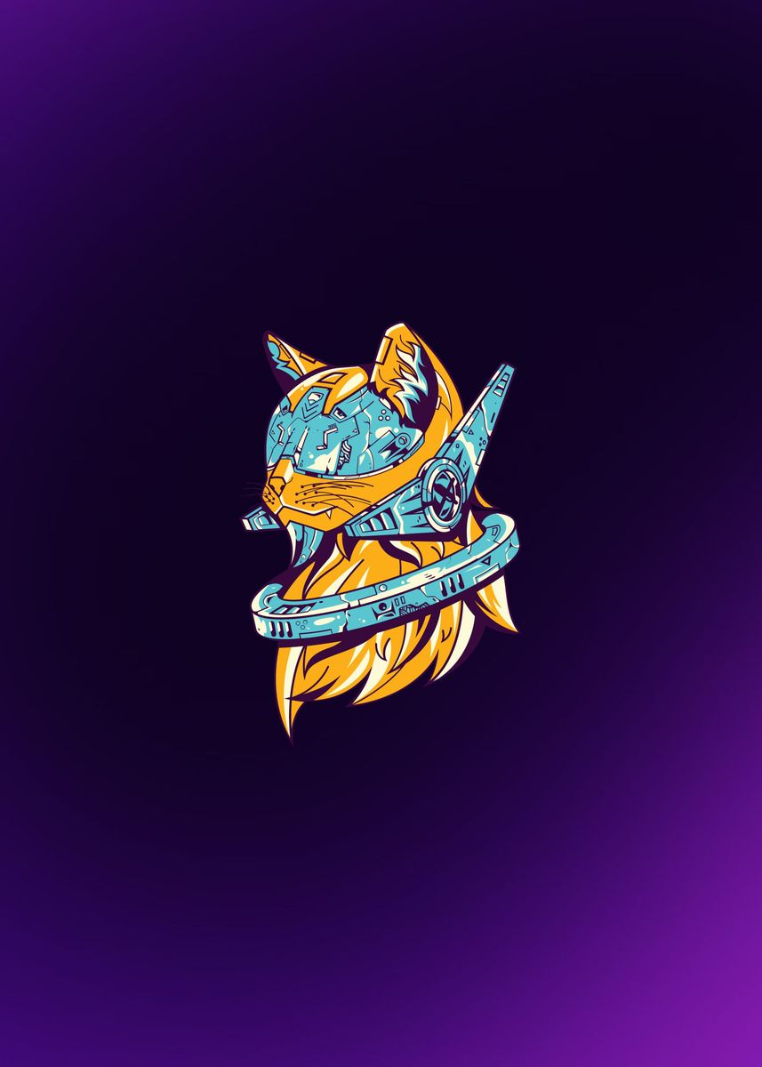 'Cyber Cat' Poster, picture, metal print, paint by pearshapedboss ...