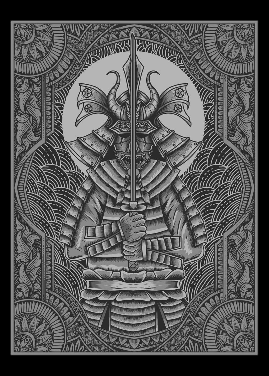 'samurai' Poster, picture, metal print, paint by Robet Erick | Displate