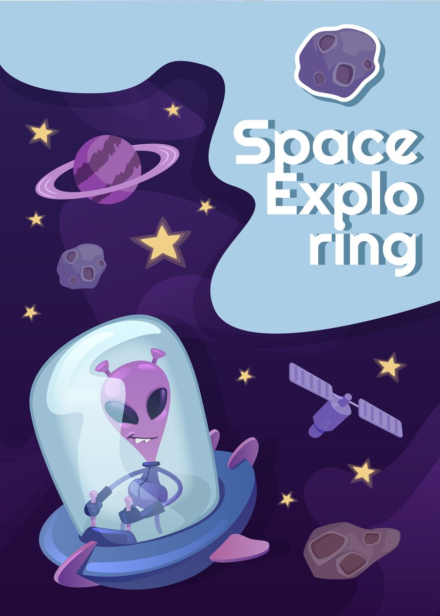 'Alien Explorer' Poster, picture, metal print, paint by Tom Cage | Displate