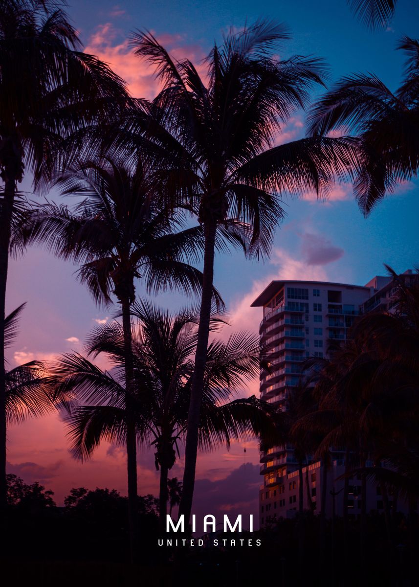 'Miami ' Poster, picture, metal print, paint by Big City | Displate