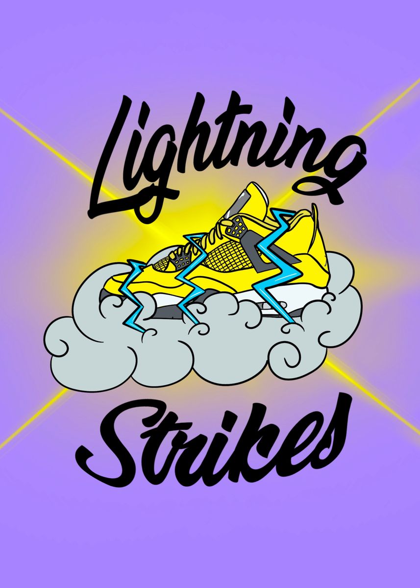 'Jordan 4 Lightning' Poster, picture, metal print, paint by Douglas ...
