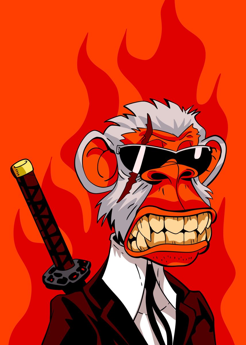 'Samurai ape' Poster, picture, metal print, paint by Magic Apes | Displate